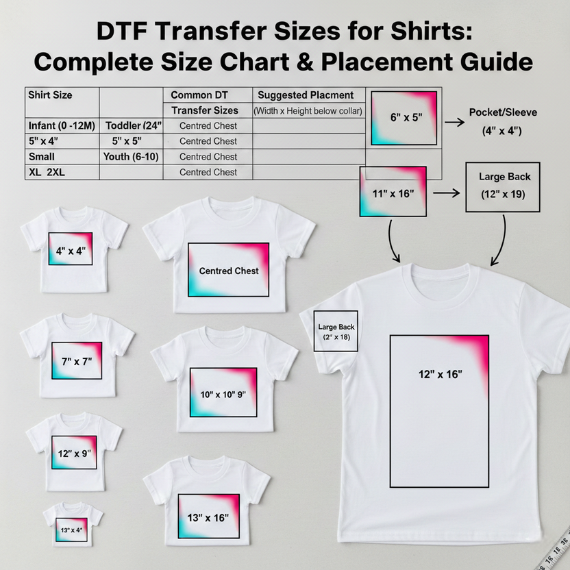 DTF Transfer Sizes for Shirts – Complete Size Chart & Placement Guide ...